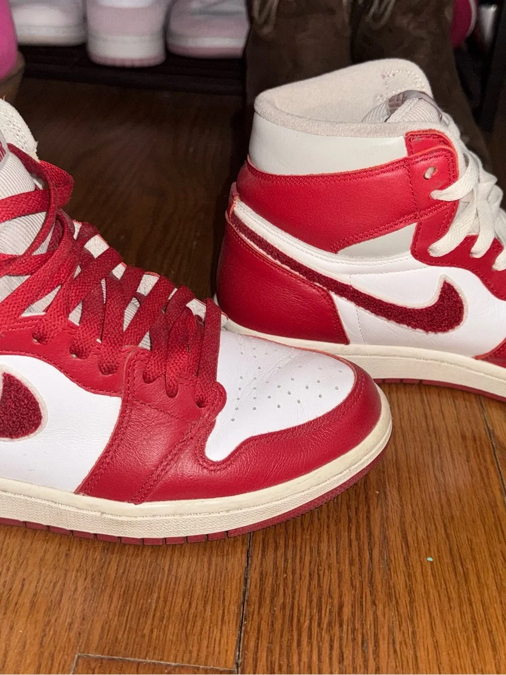 Nike | Shoes | Air Jordan Nike Red And White Hightop Sneakers | Poshmark